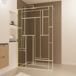 Walk-in-Dusche MARWELL "Gallery", gold (gallery), B:100cm H:195cm, Duschw&auml;nde, im Stile des ART DECO: mit goldenen Siebdruck und Wandprofil