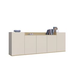 Sideboard OTTO HOME "BOLSENA, Kommode, Schrank,Lowboard mit 8 F&auml;cher und offenes Ablagefach", kaschmir, eiche chopin matt, B:200cm H:71,2cm T:35cm, Sideboards, Sideboard, stehend/h&auml;ngend montierbar, Made in Italy, B/T/H: 200 &times; 35 &times; 71,2 cm