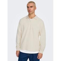 Only & Sons Poloshirt ONLY & SONS "ONSTREVOR REG LS POLO", Herren, Gr. XL, wei&szlig; (antique wei&szlig;), Jersey, Obermaterial: 90% Baumwolle, 10% Polyester, unifarben, regular fit, B&uuml;ndchen, Shirts