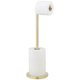 Toilettenpapierhalter Wenko "2in1", gold (gold, matt), B:21cm H:55cm L:17cm, Edelstahl, Toilettenpapierhalter, 2 in 1, mit Ersatzrollenhalter, H&ouml;he: 55 cm