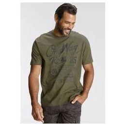MAN'S WORLD T-Shirt MAN'S WORLD, Herren, Gr. 3XL (64/66), gr&uuml;n (oliv), Single Jersey, Obermaterial: 100% Baumwolle, bedruckt, normal, Rundhals, Shirts T-Shirt, Kurzarm, Regular Fit, mit Print, Rundhals, im Used-Look, Topseller