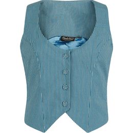 Voodoo Vixen Pinstripe Collard Vest Weste blau in XL TPA 3180