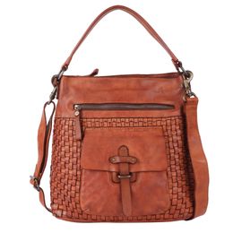 Handtasche Harbour 2nd "Iris", Damen, Gr. B/H/T: 33cm x 32cm x 12cm, braun (cognac), Rindsleder, Taschen Handtasche, Damen Umh&auml;ngetasche, Schultertasche, Tragetasche in Flechtoptik