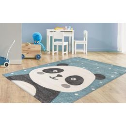 Kinderteppich Arte Espina "Amigo 522" Gr. 2, blau, B:80cm H:15mm L:150cm, Kunstfaser, Teppiche, Kinderteppich, Panda B&auml;r Motiv