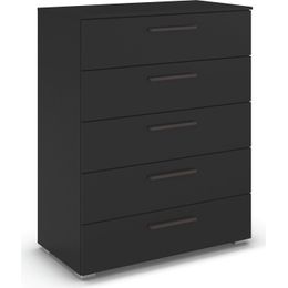 Schubkastenkommode Rauch "Highboard Sideboard Kommode MONTCLAR Frontauswahl Dekor/Hochglanz/Glas", schwarz, griffe graphit, B:80cm H:100cm T:42cm, Holzwerkstoff, Sideboards, mit 5 ger&auml;umigen Schubladen, viele Griffvarianten MADE IN GERMANY