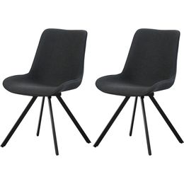 Drehstuhl Home Affaire "INUVIK, 2er Set, mit Metallgestell in matt schwarz", schwarz matt, pulverbeschichtet, anthrazit, B:52cm H:85cm T:61cm, Metall, Polyester, St&uuml;hle, Drehstuhl, in verschiedenen Farben, Belsatbarkeit pro Stuhl 120 kg