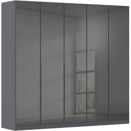 Dreht&uuml;renschrank OTTO HOME "Kleiderschrank Kleiderschr&auml;nke Schrank Garderobe AGORDO mit Glasfront", grau (graumetallic, glas basalt), B:226cm H:229cm T:54cm, Holzwerkstoff, Schr&auml;nke, Dreht&uuml;renschrank, durchdachte Innenausstattung, in 8 Breiten und 2 H&ouml;hen MADE IN GERMANY