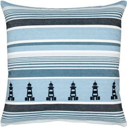 Dekokissen Pad "MARINA", blau (light blau, gemustert gestreift), B:45cm L:45cm, Obermaterial: 100% Baumwolle, Dekokissen_Sitzkissen_Kissenh&uuml;llen, Made in Europe, Kissenh&uuml;lle ohne F&uuml;llung, maritim, 1 St&uuml;ck