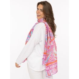 Modeschal Zwillingsherz "Paisley", Damen, pink, Kunstfaser, Modet&uuml;cher, transparent, aquarell Print, Schriftzug