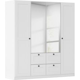 Dreht&uuml;renschrank Rauch "Kleiderschrank Schrank Garderobe Ankleide Schlafzimmerschrank YLVA", wei&szlig;, B:180cm H:197cm T:54cm, Holzwerkstoff, Schr&auml;nke, Dreht&uuml;renschrank, skandinavischer Style mit Rahmenfront und Knopfgriffen MADE IN GERMANY