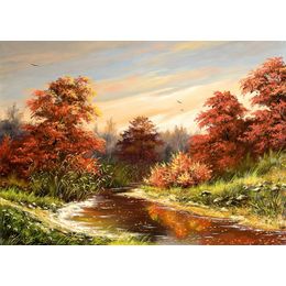 Fototapete papermoon "Herbstlandschaft", bunt, B:4m L:2,6m, Vlies, Tapeten