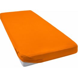 Spannbettlaken bellana "bellana exclusiv Topper aus 100% Mako-Baumwolle, 150 g/m&sup2;", orange (papaya), L:200cm, Mako-Jersey, Obermaterial: 100% Baumwolle, Bettlaken, Spannbettlaken, feinste Mako-Baumwolle, f&uuml;r Topper bis 10cm H&ouml;he, b&uuml;gelfrei