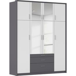 Kleiderschrank Rauch "Schrank Dreht&uuml;renschrank Garderobe Ankleide Schlafzimmer HILDESHEIM", wei&szlig; (graumetallic, alpinwei&szlig;), B:185cm H:231cm T:58cm, Holzwerkstoff, Schr&auml;nke, Kleiderschrank Dreht&uuml;renschrank, oberste Schublade mit praktischer Facheinteilung MADE IN GERMANY