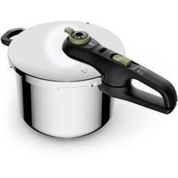 Schnellkochtopf Tefal "Secure Trendy", silber (edelstahlfarben), H:25,05cm &Oslash;:25,3cm, T&ouml;pfe, Schnellkochtopf, Dampfkochtopf, Garregler,Sicherheitsvorrichtung,Korbeinsatz, Induktion