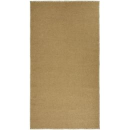 Teppich Pad "MOSS", sand, B:200cm H:6mm L:200cm, Jute, Wolle, Teppiche, Teppich, Juteteppich, handgewebt, Uni Farben, farbige Umrandung, Wohnzimmer