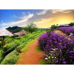 Fototapete papermoon "BUNTE BLUMEN-THAILAND PFLANZE DEKOR NATUR BL&Uuml;TE MUSTER", bunt, B:4m L:2,6m, Vlies, Tapeten