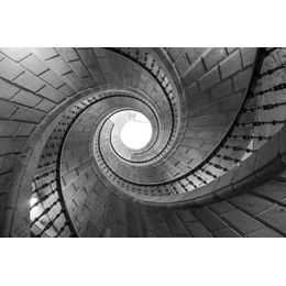 Fototapete papermoon "Treppen Schwarz Wei&szlig;", bunt, B:4m L:2,6m, Vlies, Tapeten