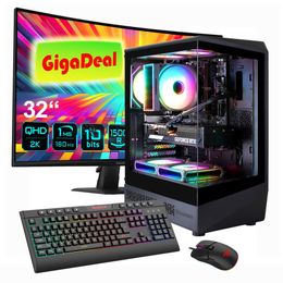 GAMEMAX Gaming-PC-Komplettsystem "GigaDeal VISTA COC 2771 AMD Ryzen 5 7500F 32GB DDR5 1TB SSD RTX 5070", Energieeffizienz: G (A-G), schwarz, Microsoft Windows 11 Home (64 Bit), 32 GB RAM 1.000 GB SSD, Computer_Komplettsysteme, Windows 11, DDR5 RAM + Gigabyte GS32QCA LED-Monitor Curved