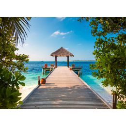 Fototapete papermoon "Maldives Jetty", bunt, B:5m L:2,8m, Vlies, Tapeten