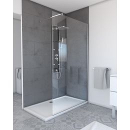 Walk-in-Dusche MARWELL, silber, B:120cm H:200cm T:10cm, Duschw&auml;nde, mit verchromten Wandprofil