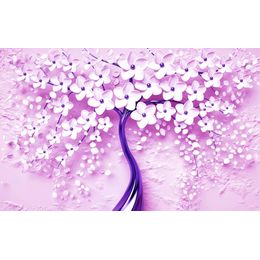 Fototapete papermoon "Blumen Baum lila", bunt, B:4,5m L:2,8m, Vlies, Tapeten