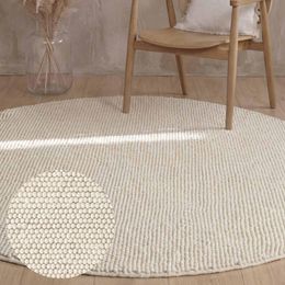 Wollteppich Ted Baker "Diana", natur,wei&szlig;, H:16mm &Oslash;:200cm, Oberfl&auml;che: 100% Wolle. R&uuml;ckseite: 100% Wolle, Teppiche, Wolle, Natur, Handgemacht, Wohnzimmer, Esszimmer, Schlafzimmer, Skandi