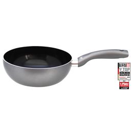 Wok ELO "Wok-/Pastapfanne 20cm Ducato", silber (silberfarben, schwarz), H:7cm &Oslash;:20cm, Pfannen, Wok, Induktion