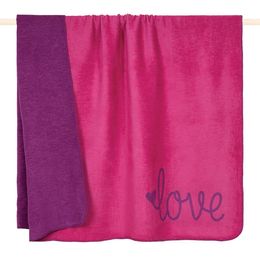 Wohndecke Pad "Cozy up", fuchsia, plum love, B:150cm L:200cm, Obermaterial: 70% Baumwolle, 30% Polyacryl, Wohndecken, Wohndecke, Made in Europe