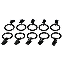 Gardinenring Liedeco, schwarz, &Oslash;:1,6cm, Metall, Gardinenbefestigungen, f&uuml;r Gardinenstangen &Oslash; 16 mm