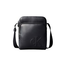 Umh&auml;ngetasche Calvin Klein "BOLD CK POCKET REPORTER", Damen, Gr. B/H/T: 17cm x 22cm x 6,5cm, schwarz, Lederimitat, Taschen Umh&auml;ngetasche, Schultertasche, Cross-Body Bag mit Logoschriftzug