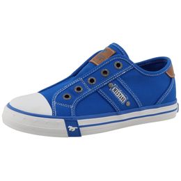 Slip-On Sneaker Mustang Shoes "Gaspare", M&auml;dchen, Gr. 32, royalblau, Baumwolle, Schuhe, Freizeitschuh, Slipper, Halbschuh mit Kontrastn&auml;hten