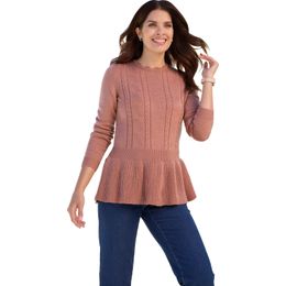 Damen Langarm-Pullover mit Ripp-Abschl&uuml;ssen rosenholz, Gr&ouml;&szlig;e 42