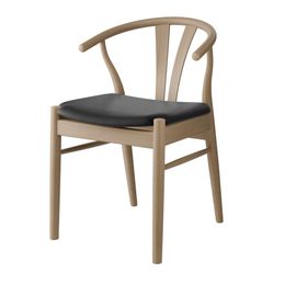 Stuhl HAMMEL FURNITURE "Frida, Massivholz mit gepolsterter Sitzfl&auml;che - hoher Komfort", , weipigmentiert klar lackiert, weipigmentiert klar lackiert, schwarz, B:53cm H:75cm T:54cm, Leder, Massivholz, St&uuml;hle, Stuhl, Massivholz, gepolsterte Sitzfl&auml;che, versch. Farbvarianten