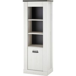 W&auml;scheschrank Home Affaire "SHERWOOD Hochkommode Kommode Schrank", wei&szlig; (pinie wei&szlig; dekor), B:51cm H:146cm T:38cm, Schr&auml;nke, in modernem Holz Dekor, mit Apothekergriffen aus Metall, H&ouml;he 146 cm