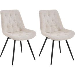 Esszimmerstuhl ByLiving "Aragon", schwarz, beige, B:47,5cm H:84,5cm T:62,5cm, Metall, Polyester, St&uuml;hle, Esszimmerstuhl, 360 Grad drehbarer Stuhl, hochwertiger Webstoffbezug mit Steppung