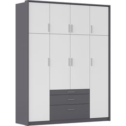 Kleiderschrank Rauch "Schrank Dreht&uuml;renschrank Garderobe Ankleide Schlafzimmer HILDESHEIM", wei&szlig; (graumetallic, alpinwei&szlig;), B:185cm H:231cm T:58cm, Holzwerkstoff, Schr&auml;nke, Kleiderschrank, oberste Schublade mit praktischer Facheinteilung MADE IN GERMANY