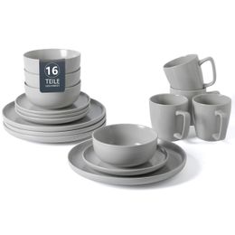 Geschirr-Set OTTO HOME "Tommik, au&szlig;en matt, innen gl&auml;nzend", light grau, 16, Steinzeug, Geschirr-Sets, Geschirr-Set, sp&uuml;lmaschinenfest und mikrowellengeeignet