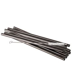 Trinkhalme APS, schwarz, L:21,5cm, Edelstahl, K&uuml;chenhelfer-Sets, 10 Trinkhalme aus Edelstahl + Reinigungsb&uuml;rste