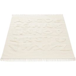 Kinderteppich CarpetFine "ABC Alphabet", creme, B:140cm H:6mm L:200cm, Obermaterial: 100% Wolle, Teppiche, Kinderteppich