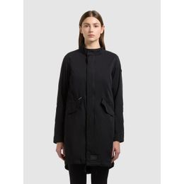 Kurzmantel Khujo "THERES", Damen, Gr. S, schwarz, Twill, 100% Baumwolle, unifarben, regular fit knielang, eingesetzt abgesteppte Kante, M&auml;ntel Kurzmantel