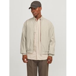 Jack & Jones Bomberjacke JACK & JONES "JJECHARGE BOMBER JACKET NOOS", Herren, Gr. XS, gelb (moonbeam), Web, Obermaterial: 100% Polyester, unifarben, regular fit taillenbedeckt, ohne Ausschnitt, Rippb&uuml;ndchen, Jacken Bomberjacke, mit Rippb&uuml;ndchen