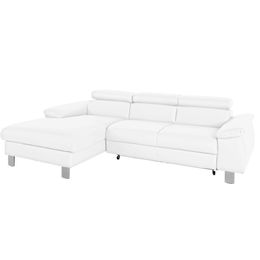 Ecksofa COTTA "Komaris L-Form, B: 244 cm", wei&szlig;, B:244cm H:72cm T:166cm, Microfaser PRIMABELLE (100% Polyester);Kunstleder SOFTLUX(100%Polyurethan);Feinstruktur (100% Polyester);Kunstleder SOFTLUX/Struktur (100%Polyurethan, 90%Polyester, 10% Polyacryl), Sofas, Ecksofa, mit Kopfteilverstellung, optional Bettfunktion, Bettkasten & Licht
