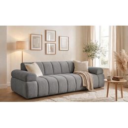 3-Sitzer Home Affaire "LYOTH Design-Sofa, moderne Steppung, Breite 220 cm", silber, B:220cm H:71cm T:93cm, 100% Polyester, Sofas, mit Wellenunterfederung, gem&uuml;tlich und modern, komfortables Sitzgef&uuml;hl