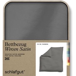 Bettbezug Schlafgut "Woven Satin", grau (grau mid), B:200cm L:200cm, Mako-Satin, Obermaterial: 100% Baumwolle, Bettbez&uuml;ge, besonders dicht gewebt, Mix & Match: passender Kissenbezug erh&auml;ltlich