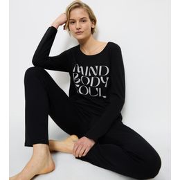 Pyjama Triumph "Sets PK LSL X", Damen, Gr. 44, schwarz, Jersey, 100% Baumwolle, unifarben, normal normal, Rundhals, Homewear-Sets Pyjama, weich und gem&uuml;tlich