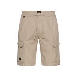 Cargoshorts Camel Active, Herren, Gr. 38, N-Gr, light beige, Web, Obermaterial: 80% Baumwolle, 20% Leinen, unifarben, regular fit knielang, Hosen, mit Kordelzug und mit Leinen