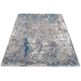 L&auml;ufer OCI DIE TEPPICHMARKE "JUWEL LIRAY", grau (grau, petrol), B:80cm H:20mm L:250cm, Polyester, Polypropylen, Teppiche, L&auml;ufer, Kurzflor, Wohnzimmer, Marmor Optik, Hoch Tief Effekt