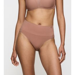 Shapingslip Triumph "Soft Sculpt", Damen, Gr. 38, braun (toasted almond), Single Jersey, Obermaterial: 78% Polyamid, 22% Elasthan, unifarben, k&ouml;rpernah, Unterhosen, nahtlos, leicht formend, hoher Beinausschnitt