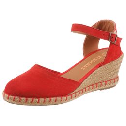 Slingpumps VERBENAS, Damen, Gr. 42, rot, Veloursleder, unifarben, Schuhe Slingpumps, Keilsandalette, Sommerschuh, Urlaubsschuh mit Bastbesatz