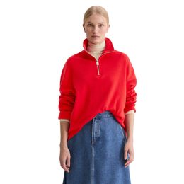 Marc O'Polo Sweatshirt MARC O'POLO "aus weichem Organic Cotton", Damen, Gr. L, bright rot, Obermaterial: 100% Baumwolle, unifarben, loose fit, normaler Saum, Sweatshirts Sweatshirt